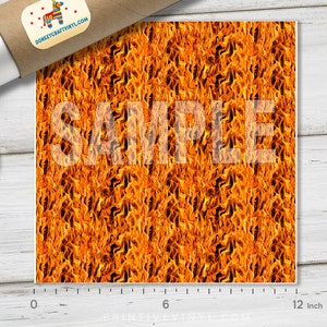 Patterned Vinyl |fire Flame on Black Background Printed HTV, Iron on ...