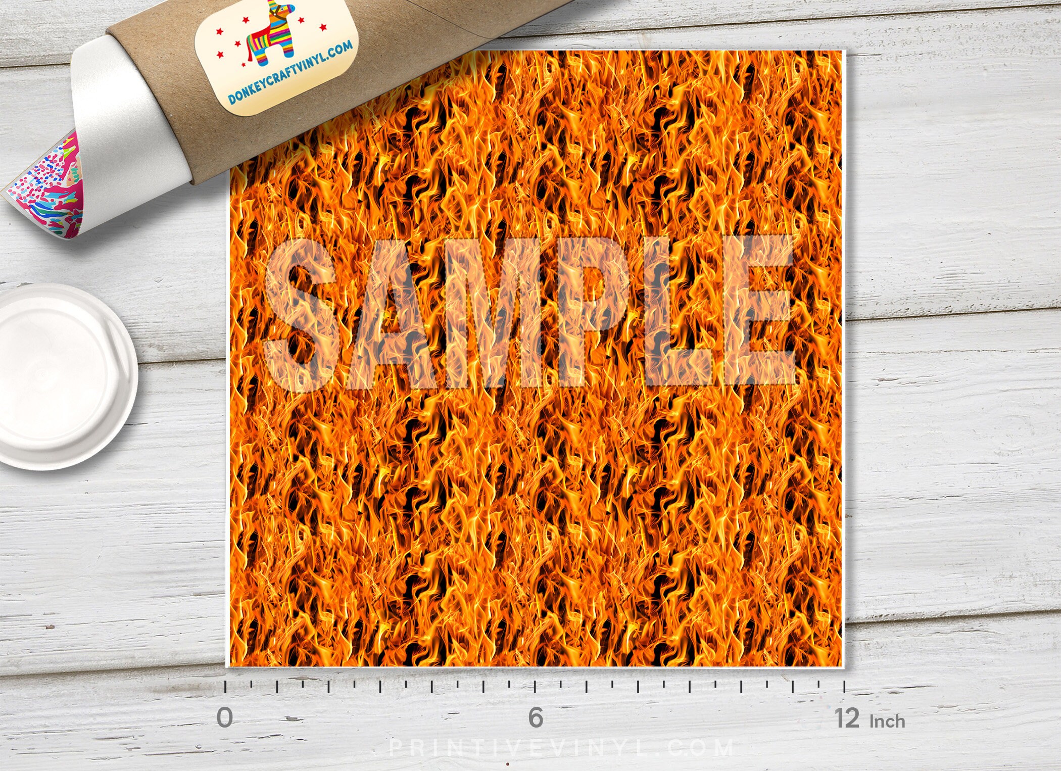 Patterned Vinyl |fire Flame on Black Background Printed HTV, Iron on ...