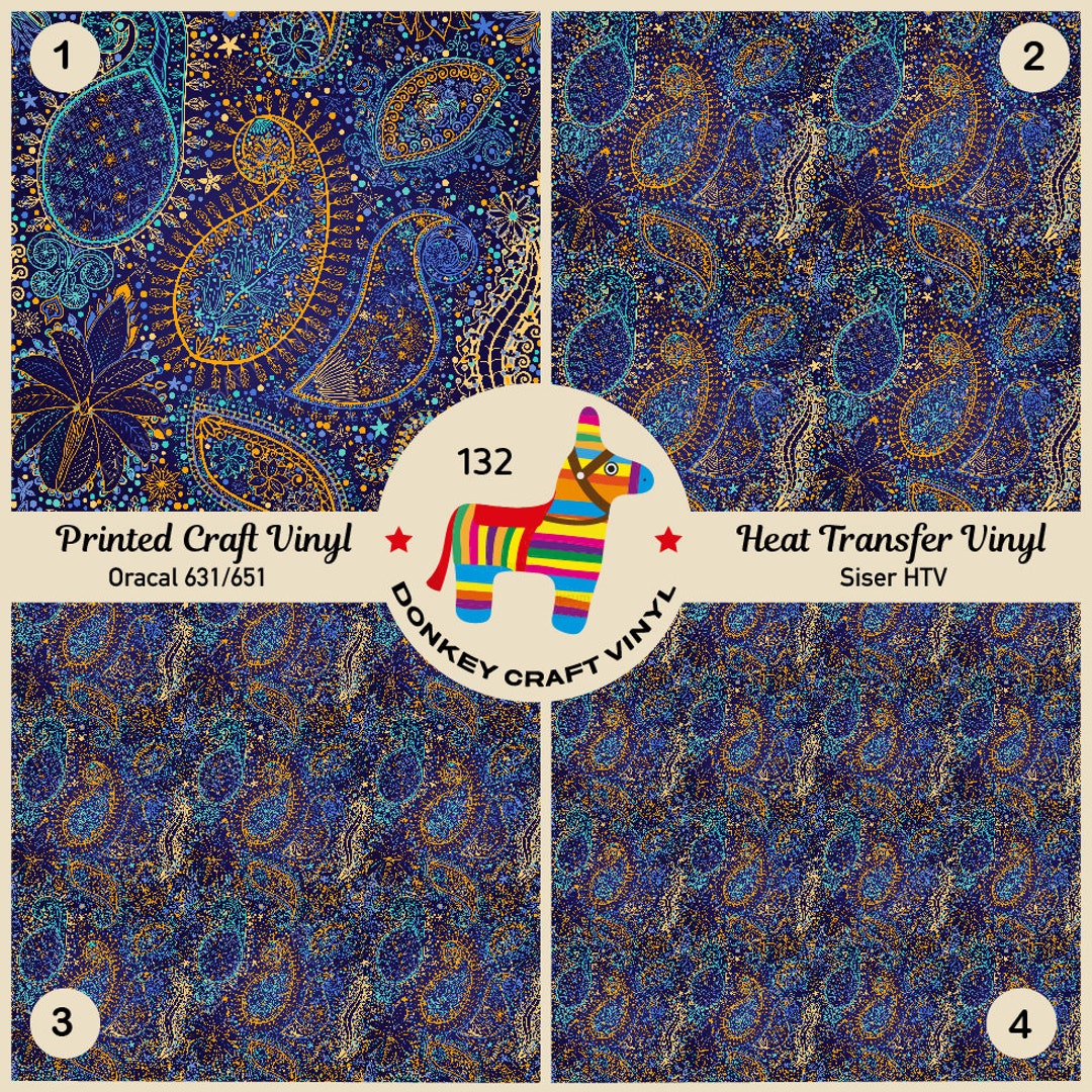 Showy Floral Motif Paisley Printed HTV, Pattern Vinyl, Iron on Vinyl ...