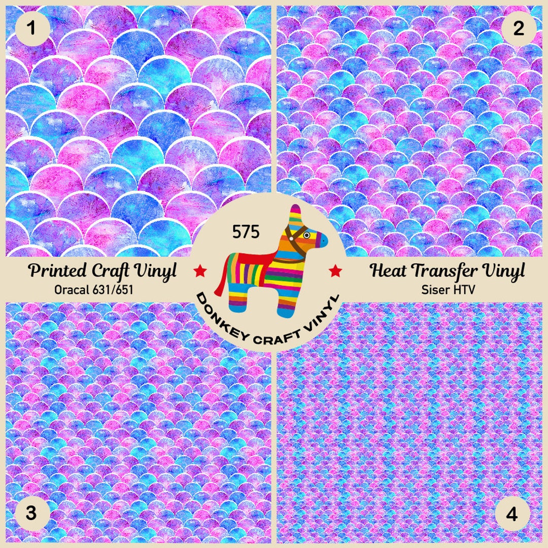 Watercolor Mermaid Scales Printed HTV, Pattern Vinyl, Patterned Vinyl ...