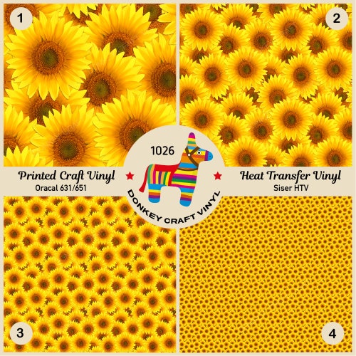 Sunflower Pattern Printed Vinyl Adhesive Vinyl Heat - Etsy
