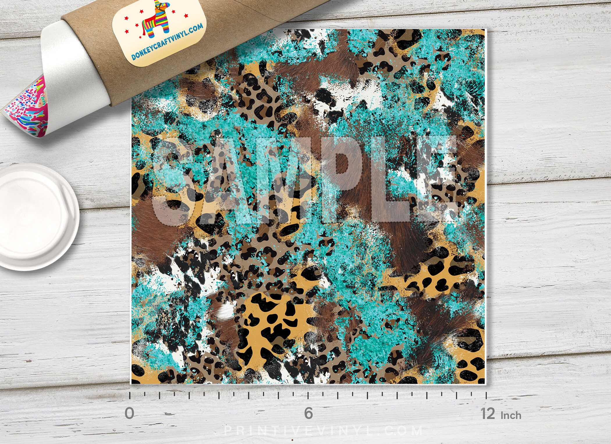 Turquoise Leopard, Cowhide Pattern Printed HTV, Pattern Glitter HTV ...