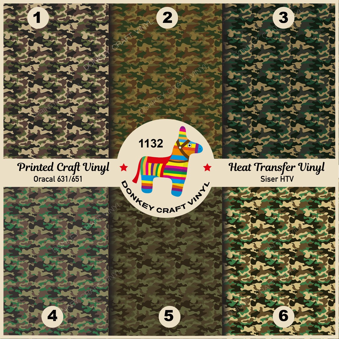 Green Military Camouflage Printed HTV, Patterned Vinyl, Glitter HTV ...