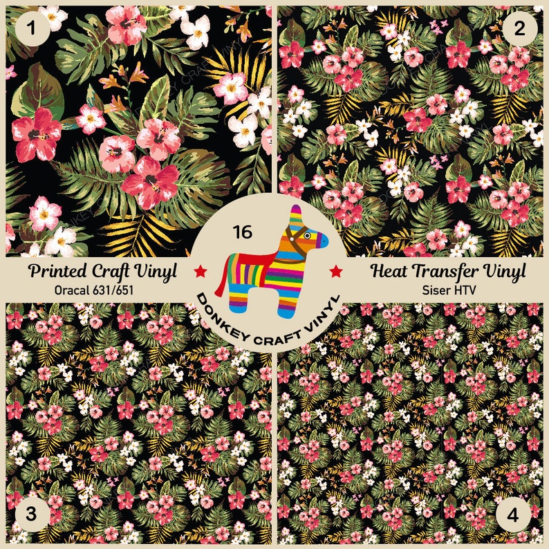 Tropical Flower Printed HTV Pattern HTV Pattern Vinyl Siser - Etsy