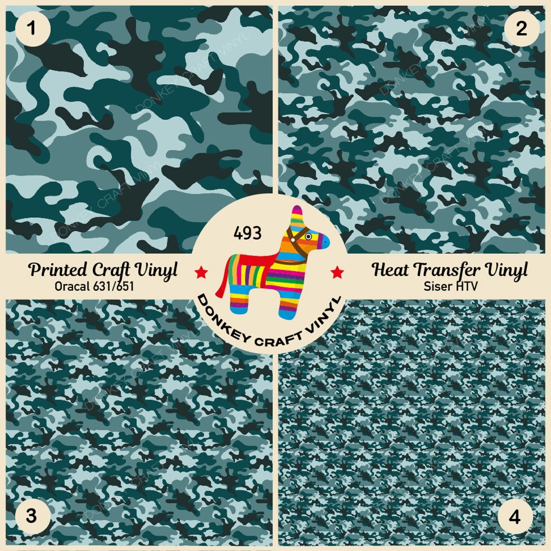 Military Camouflage Printed HTV, Patterned Vinyl, Iron on Vinyl ...