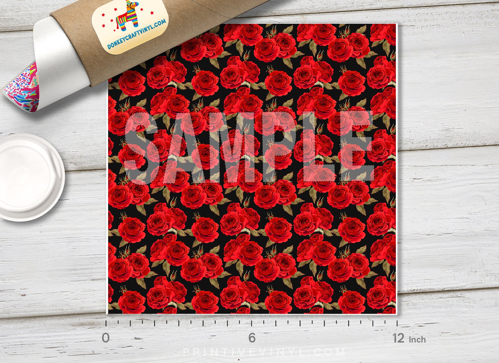 English Rose Flowers Printed HTV, Pattern Vinyl, Iron on Vinyl, Faux ...
