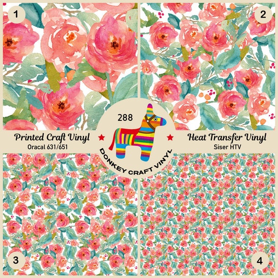 Watercolor Rose Flower Printed HTV Pattern Vinyl Iron on - Etsy