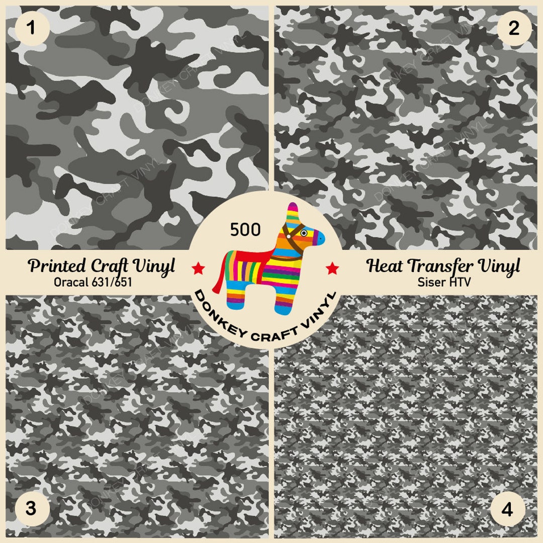 Gray Military Camouflage Printed HTV, Pattern Vinyl, Glitter HTV, Faux ...