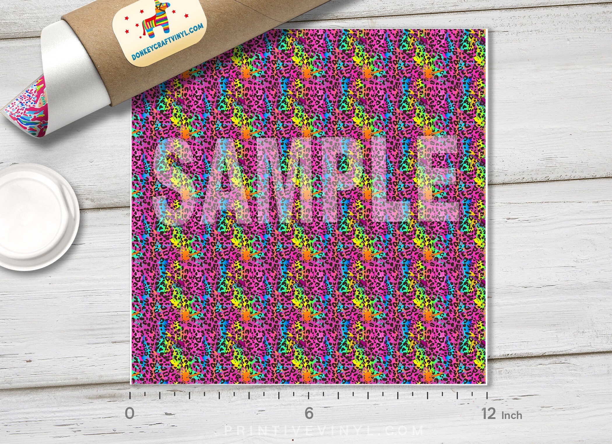 Patterned Vinyl | Rainbow Leopard Printed HTV, , Adhesive Craft Vinyl ...