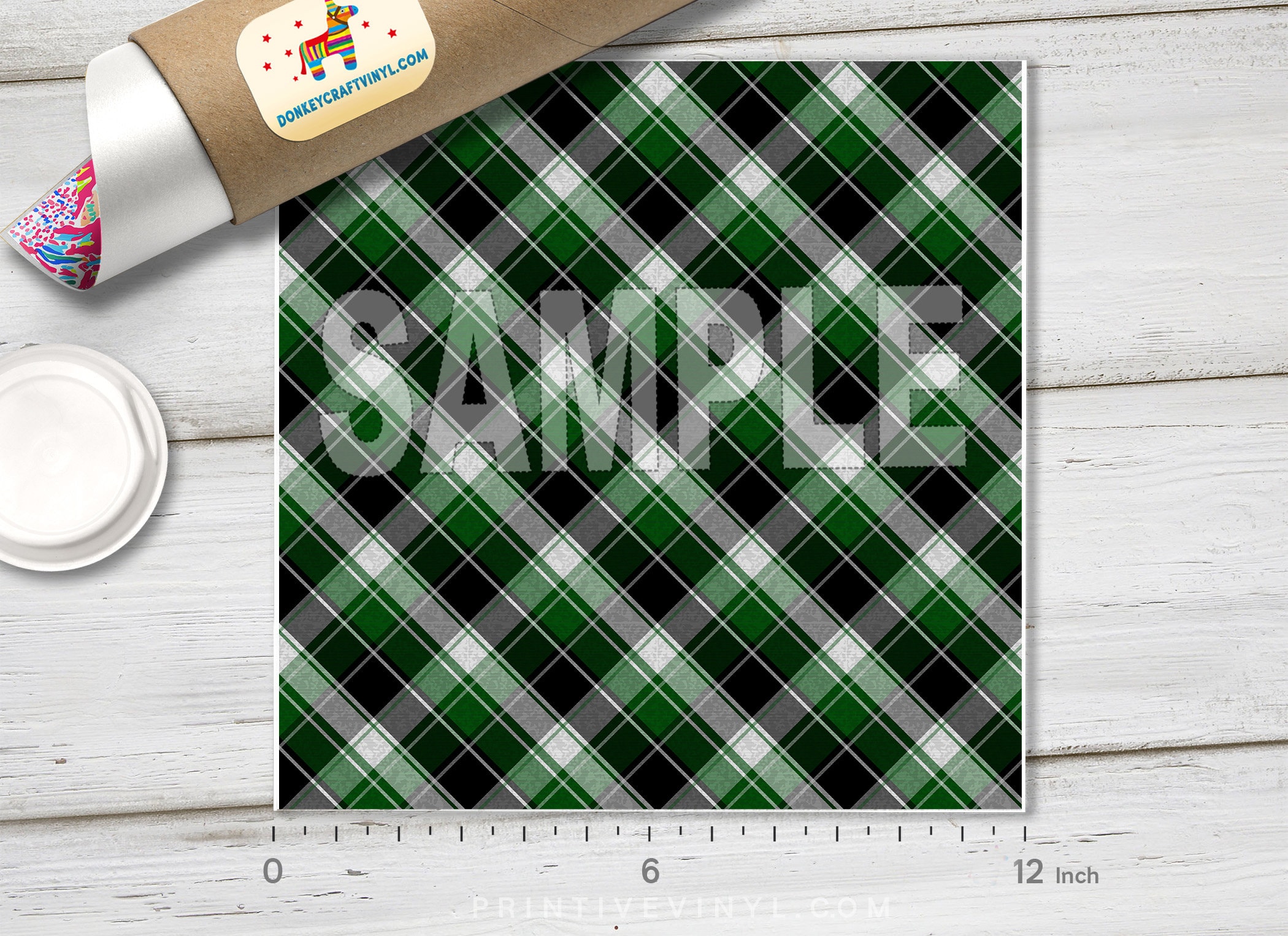 Green Tartan plaid Printed HTV Pattern HTV Pattern Vinyl | Etsy