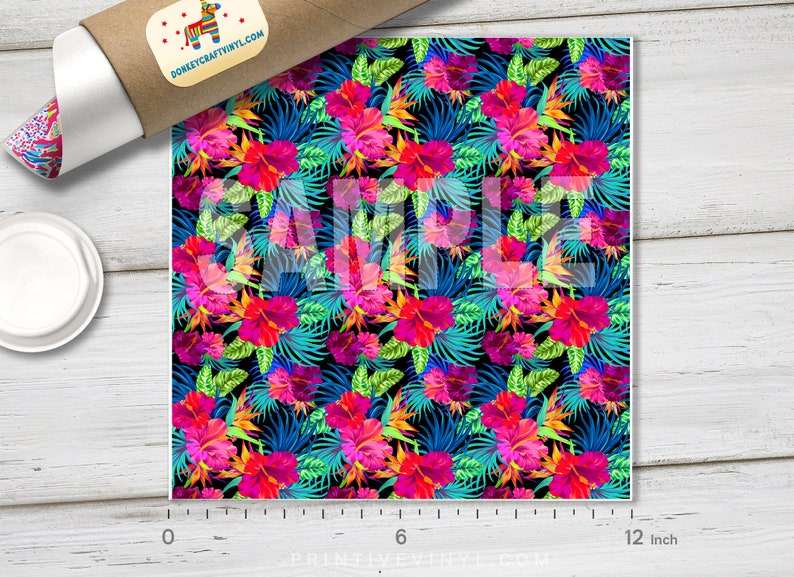 Tropical Flower Printed HTV, Pattern HTV, Pattern Vinyl, Iron on Vinyl ...