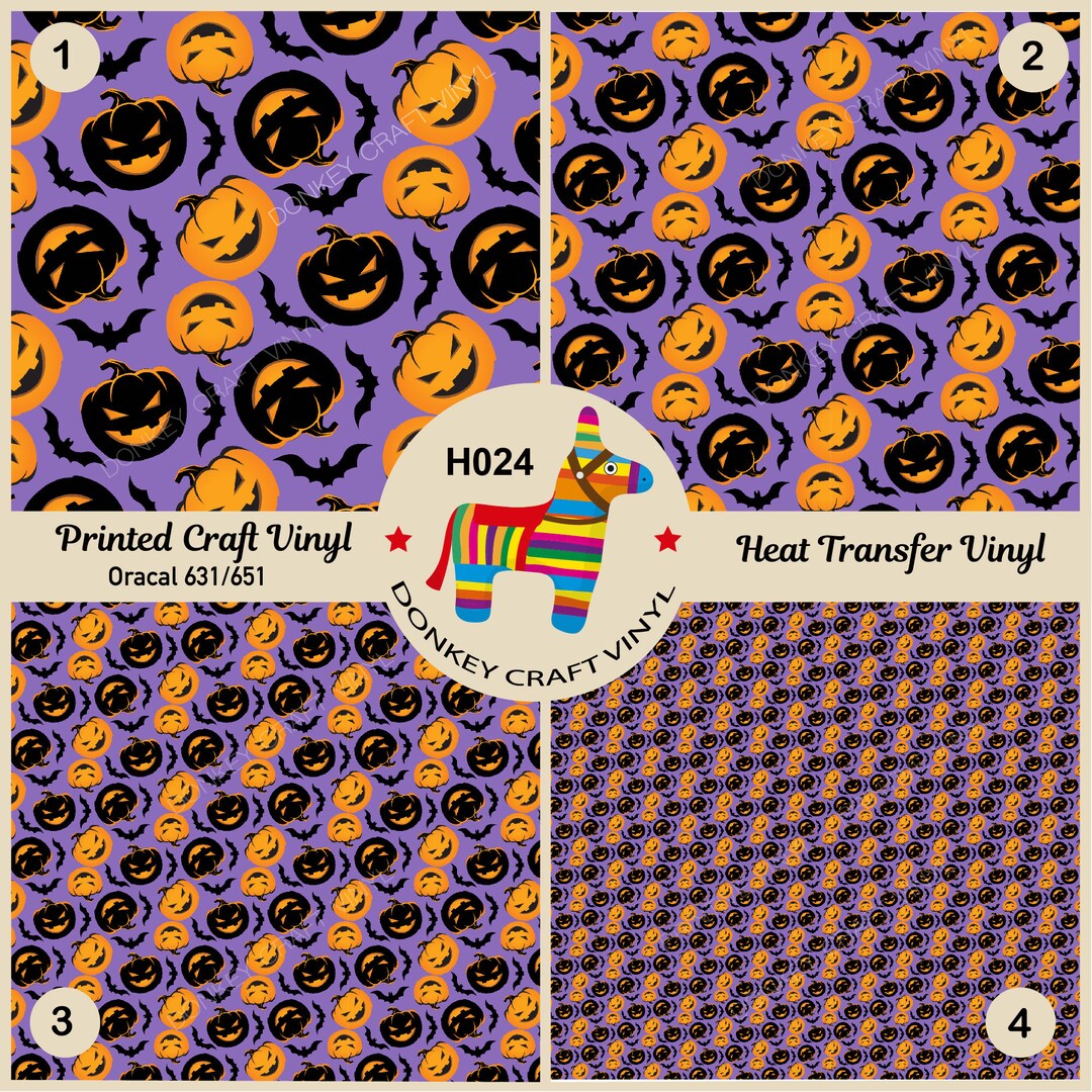 Halloween Pumpkins Pattern Printed HTV, Pattern Glitter HTV, Pattern ...