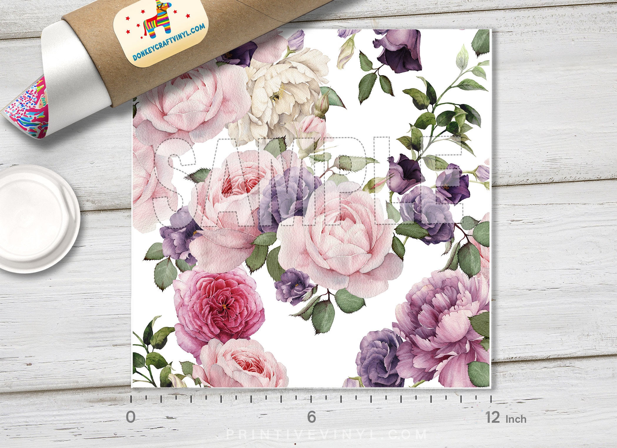 Watercolor Pink Rose Flowers Printed Vinyl Glitter HTV - Etsy