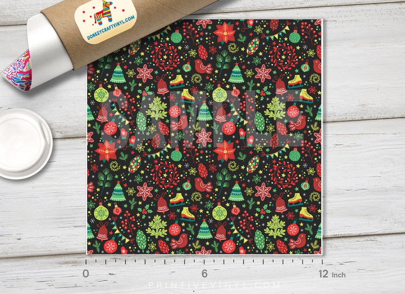 Christmas Holiday Printed HTV Pattern Vinyl Siser Heat - Etsy