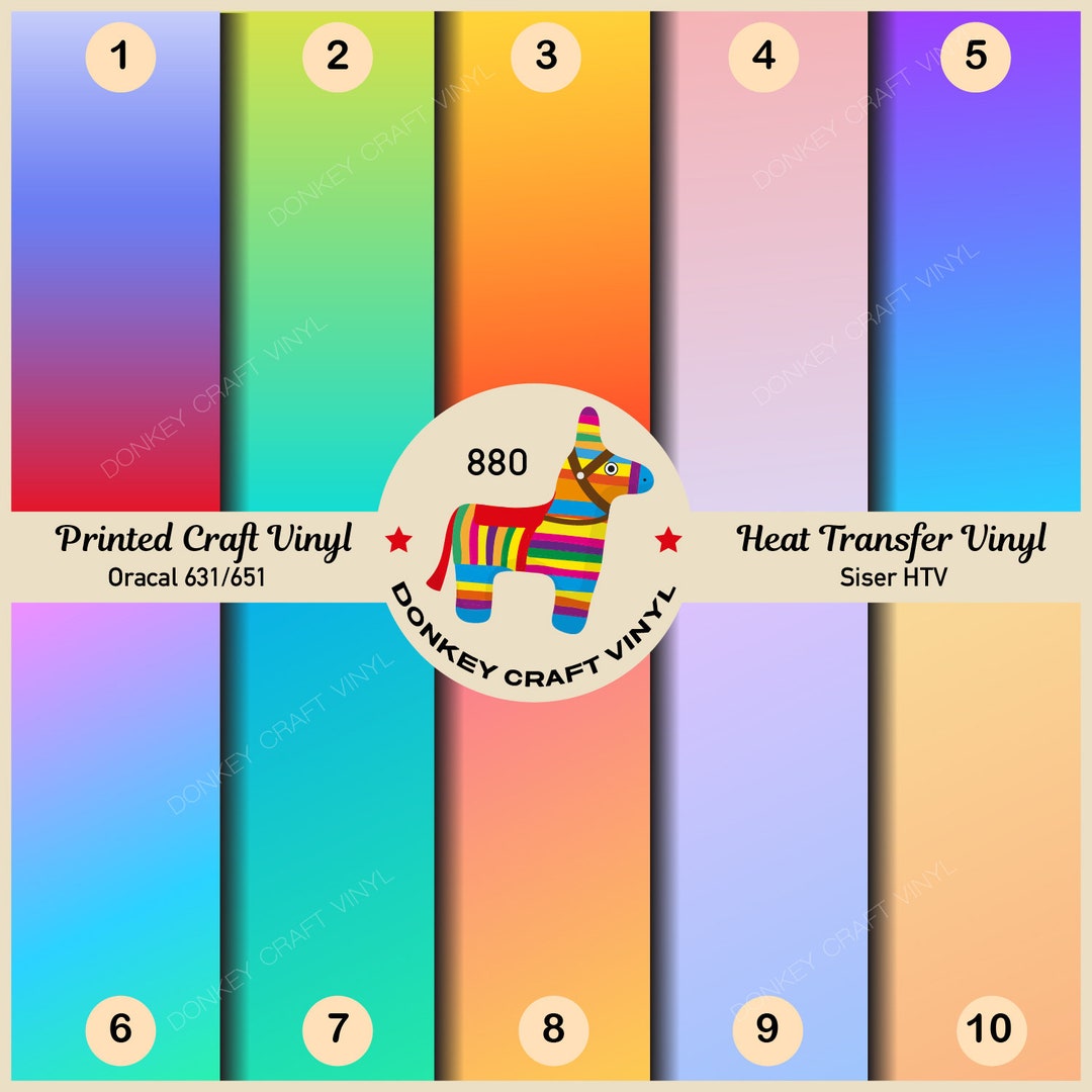 Patterned Vinyl | Soft Color Gradient Ombre Pattern Printed HTV, Iron ...