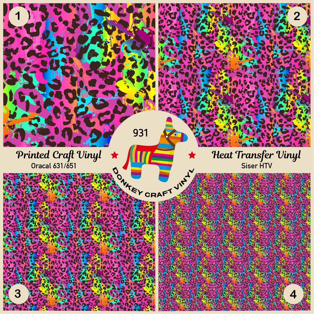 Patterned Vinyl | Rainbow Leopard Printed HTV, , Adhesive Craft Vinyl ...