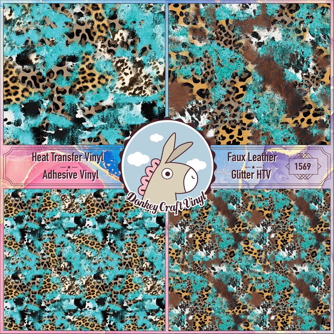 Turquoise Leopard, Cowhide Pattern Printed HTV, Pattern Glitter HTV ...