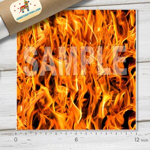 Patterned Vinyl |fire Flame on Black Background Printed HTV, Iron on ...