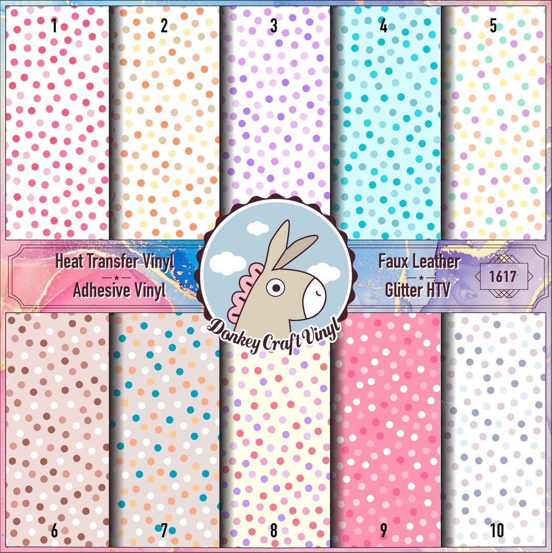 Pastel Dots Pattern HTV, Iron on Printed Puff Heat Transfer Vinyl ...