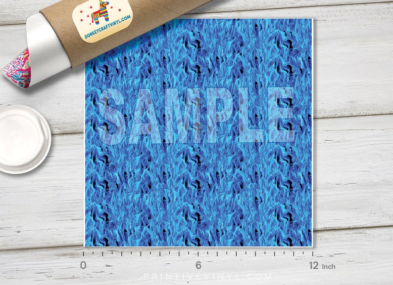 Patterned Vinyl | Blue Fire Flame Printed HTV, Iron on Vinyl, Glitter ...