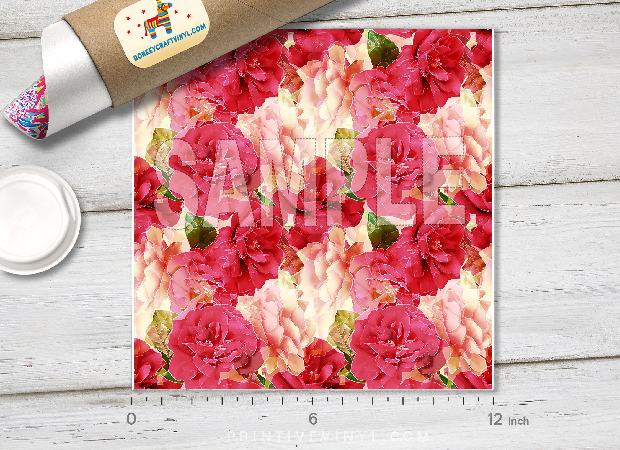 Red Watercolor Rose Printed HTV Pattern Vinyl Glitter HTV - Etsy