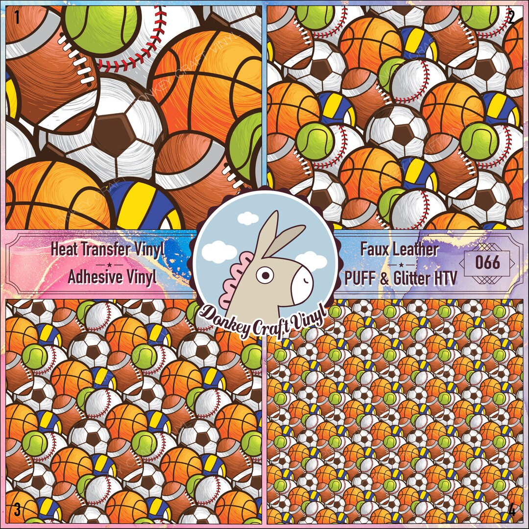 Sports Balls Printed HTV, Pattern Vinyl, Iron on Vinyl, Patterned HTV ...