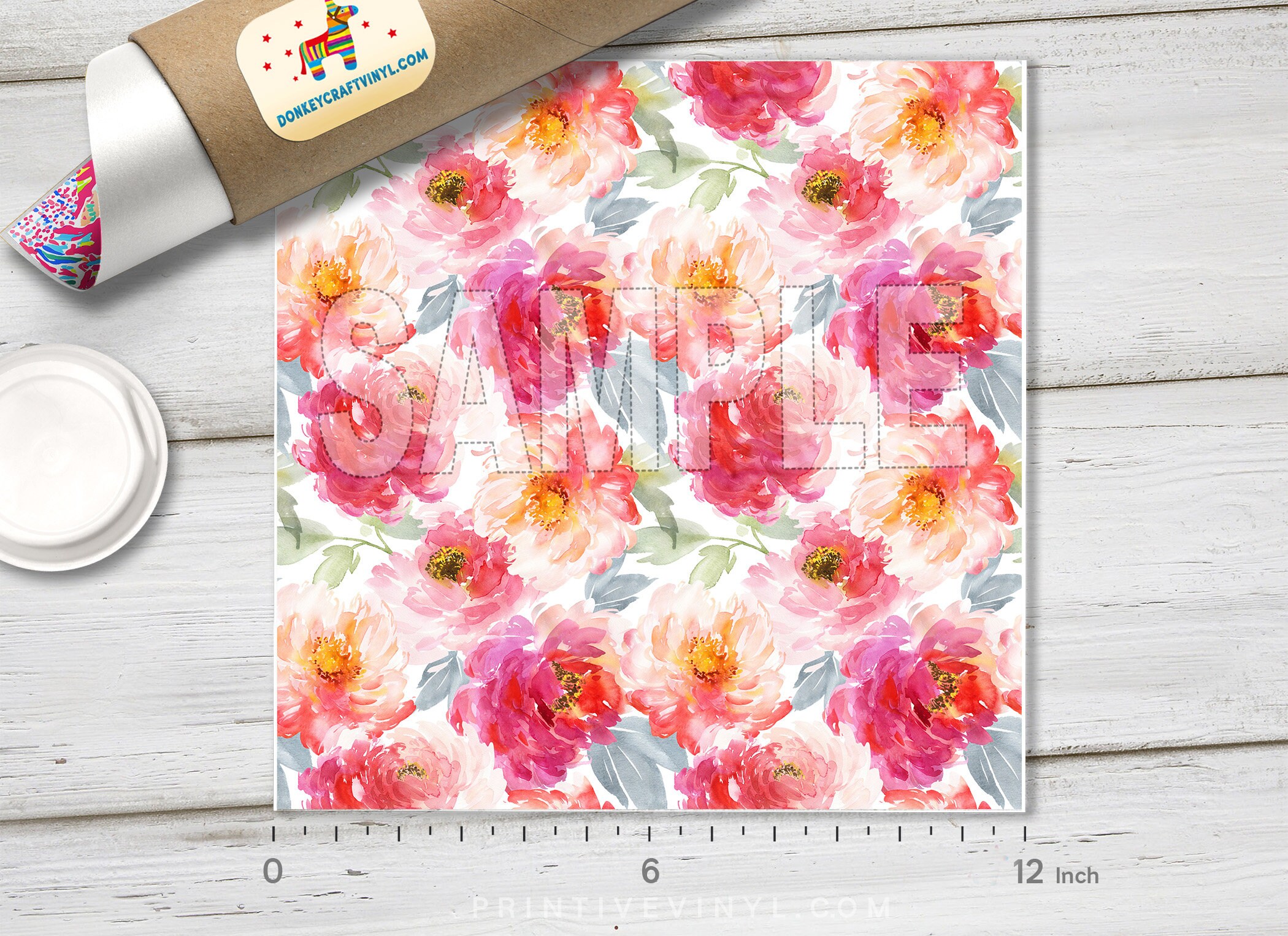 Watercolor Bloom Flowers Printed HTV, Pattern Vinyl, Iron on Patterned ...