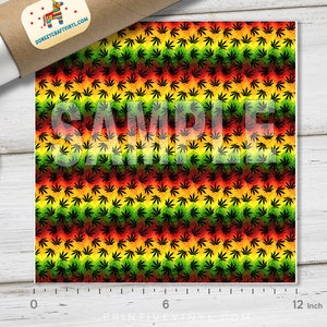 Rastafari Marijuana Cannabis Leaves Printed HTV, Patterned HTV, Glitter ...