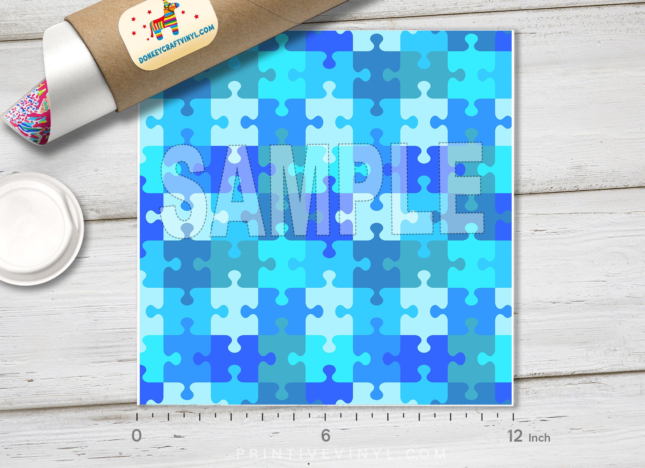 Blue Autism Puzzle Pieces Pattern Printed HTV Pattern Vinyl | Etsy