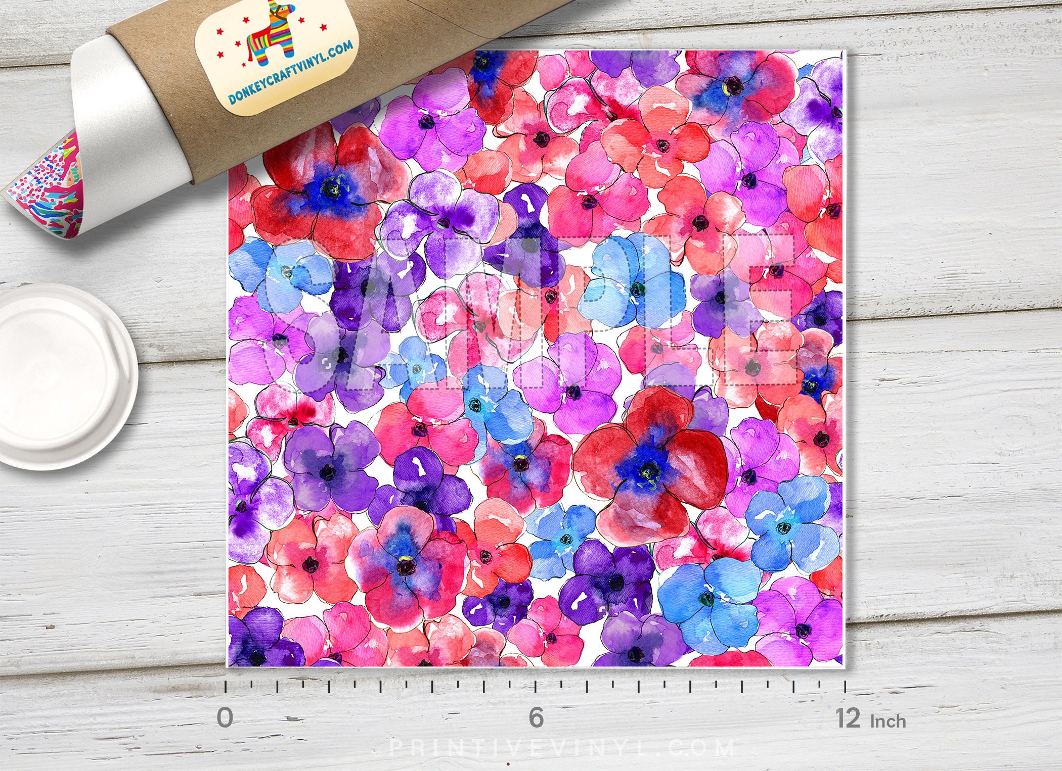 Watercolor Flower Printed HTV, Pattern Vinyl, Patterned HTV, Faux ...