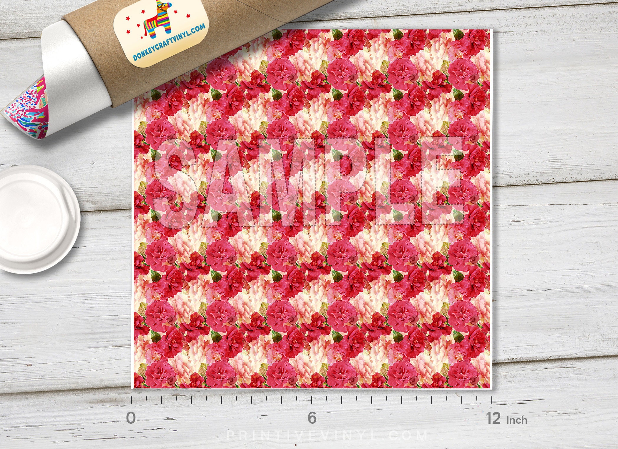 Red Watercolor Rose Printed HTV Pattern Vinyl Glitter HTV - Etsy
