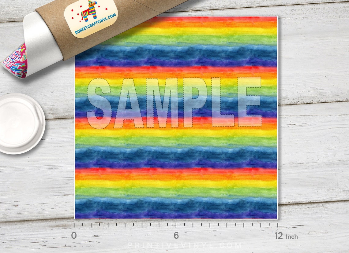 Rainbow Watercolor Printed HTV, Pattern Vinyl, Iron on Vinyl, Faux ...