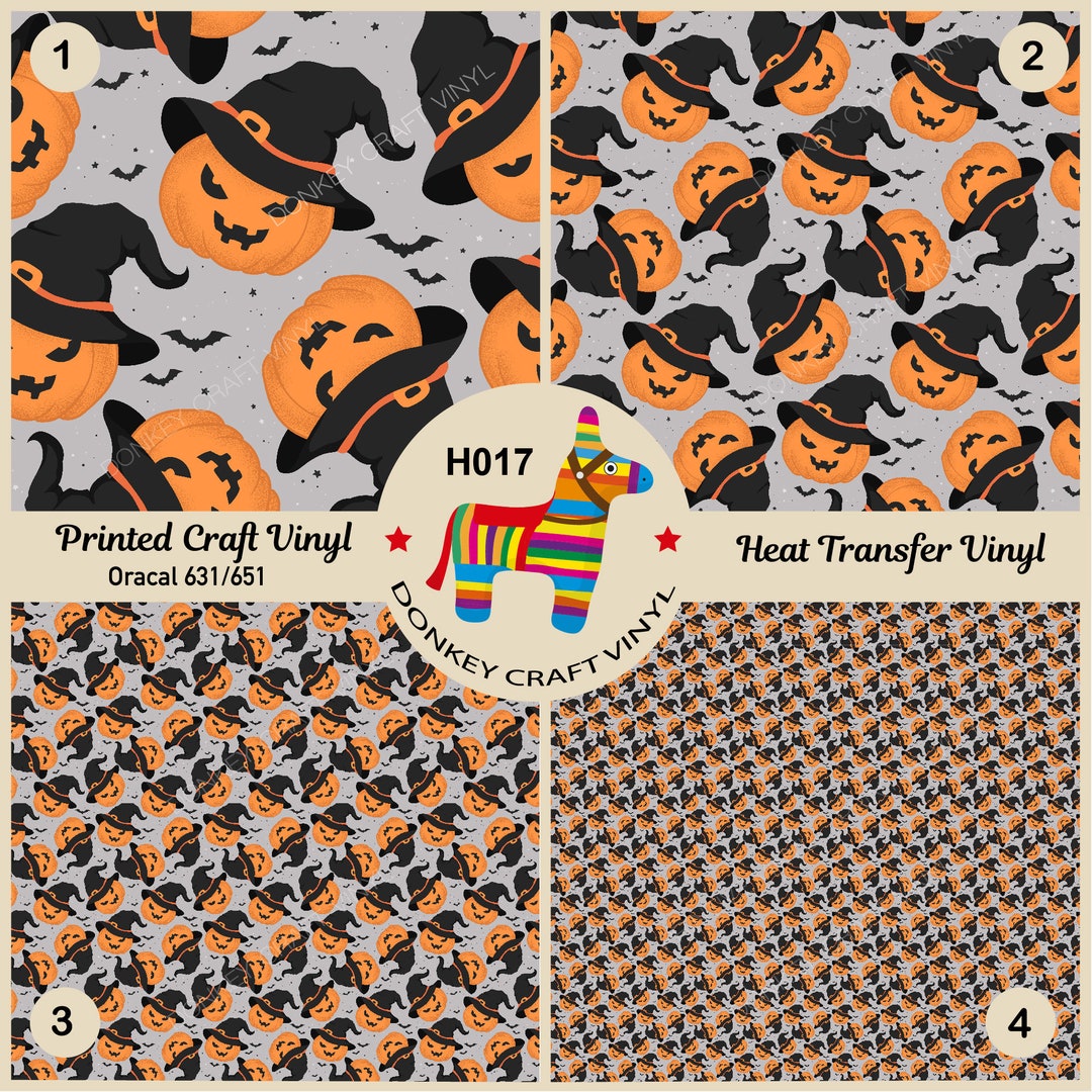 Halloween Pumpkins Pattern Printed HTV, Pattern Glitter HTV, Pattern ...