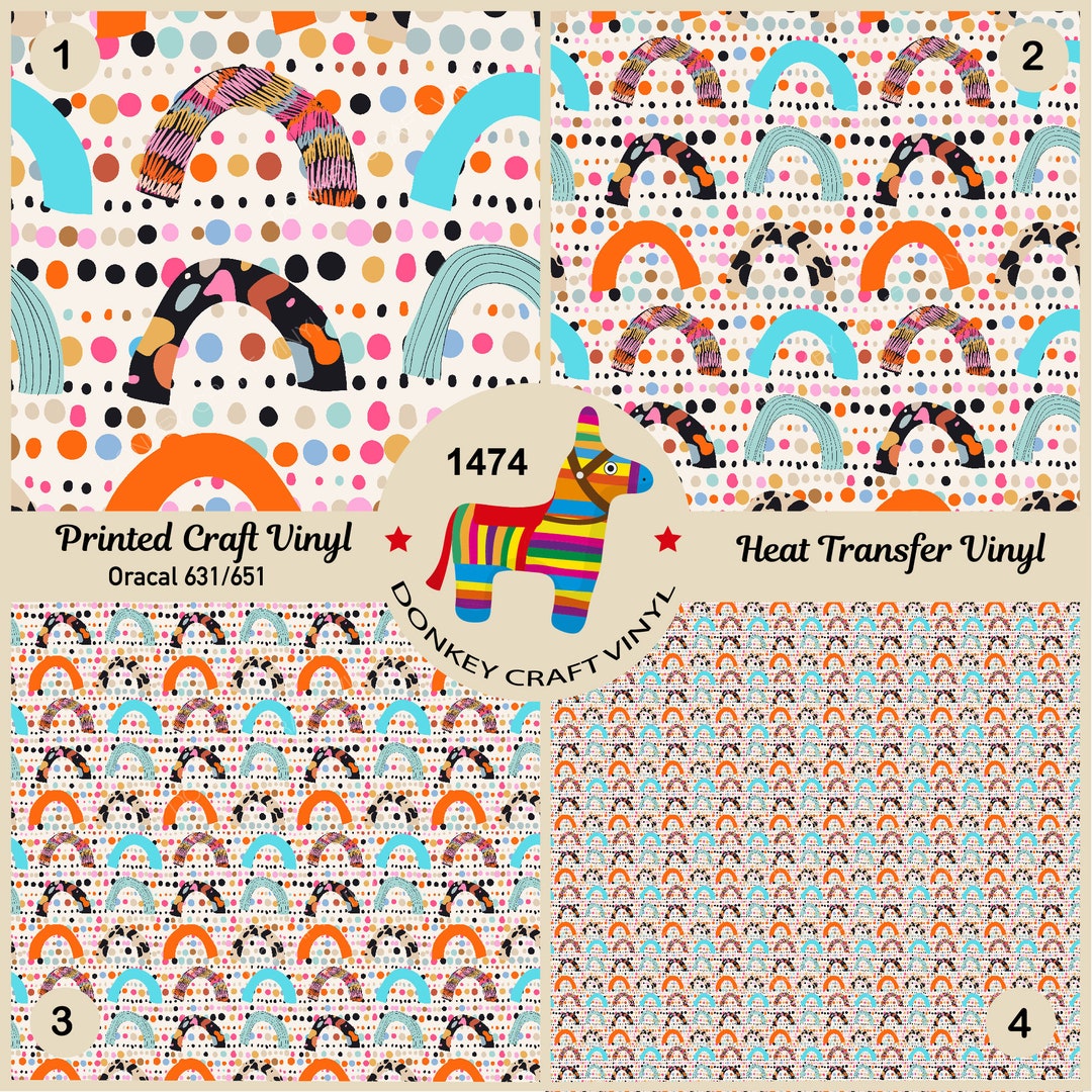 Abstract Rainbow and Dots Printed HTV, Pattern HTV, Iron on Vinyl, Faux ...