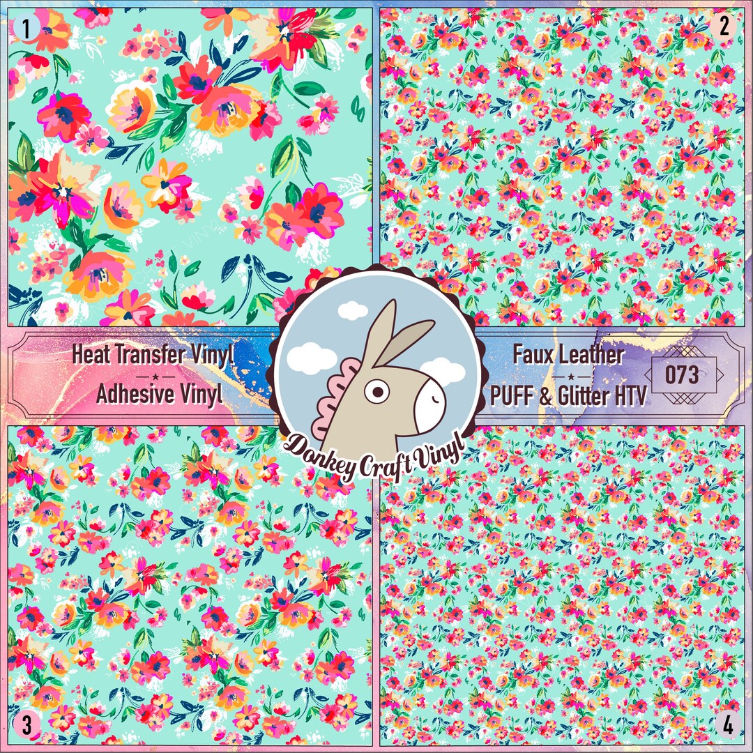 Painted Flowers Printed HTV, Pattern HTV, Iron on Vinyl, Printed Faux ...