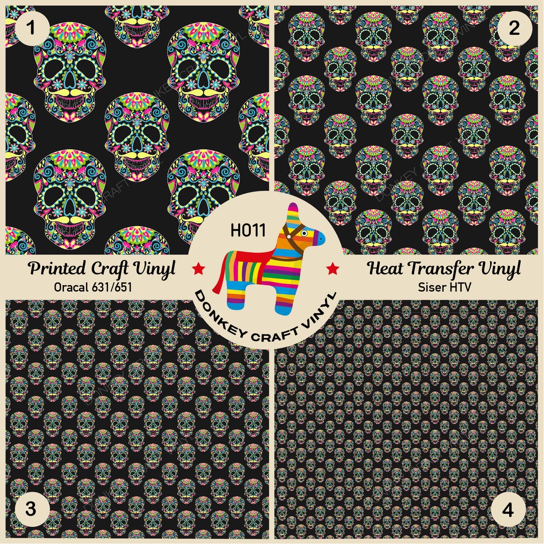 Halloween Sugar Skull Printed HTV, Iron on Vinyl, Pattern HTV, Pattern ...