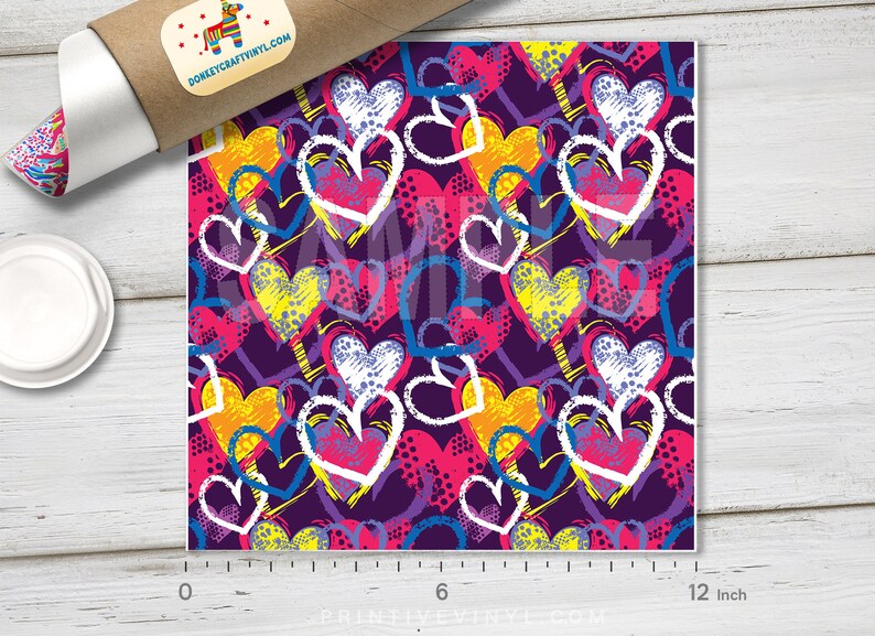 Abstract Love Graffiti Heart Printed HTV Pattern Vinyl Iron - Etsy