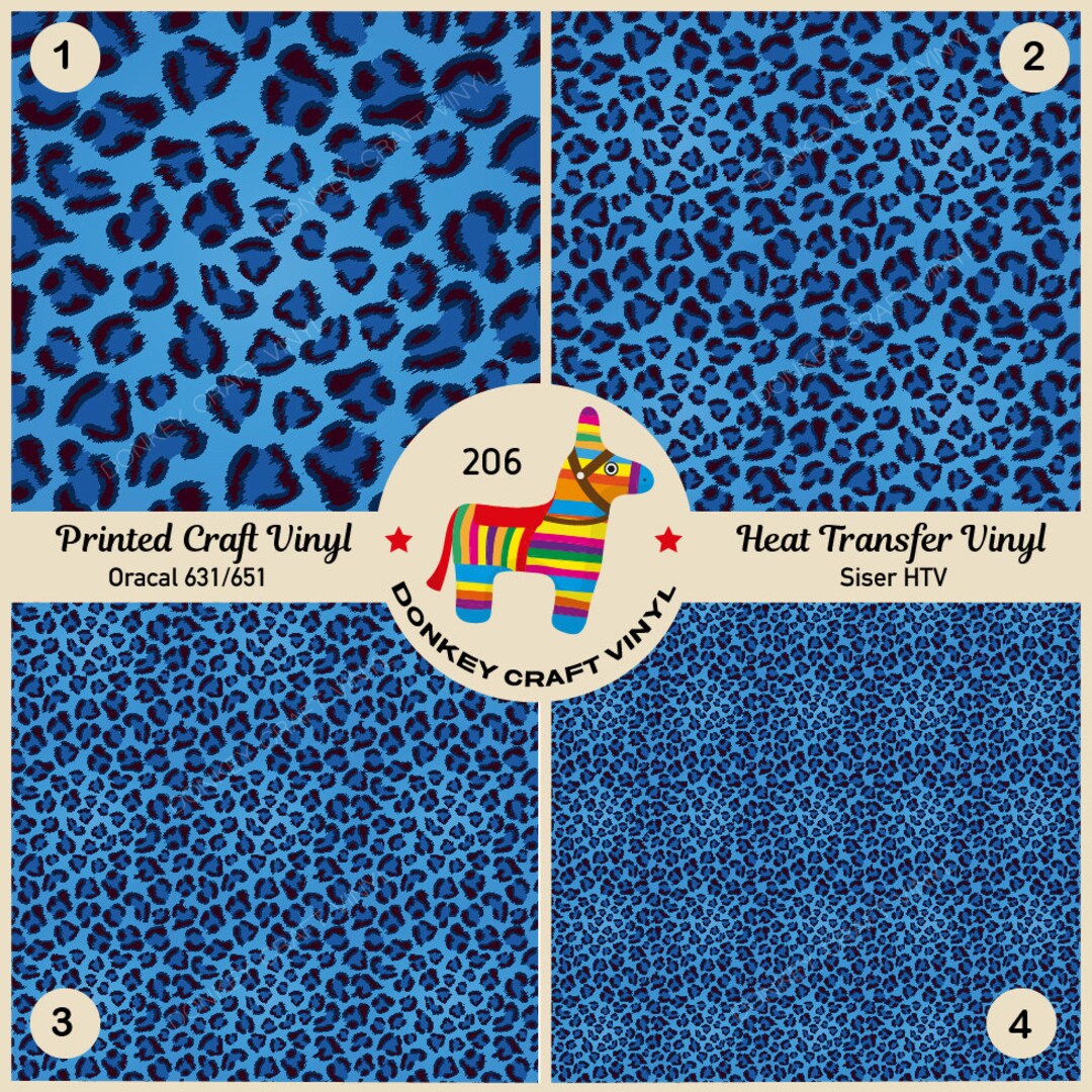 Blue Leopard Patterned HTV, Iron on Vinyl, Glitter HTV, Faux Leather ...