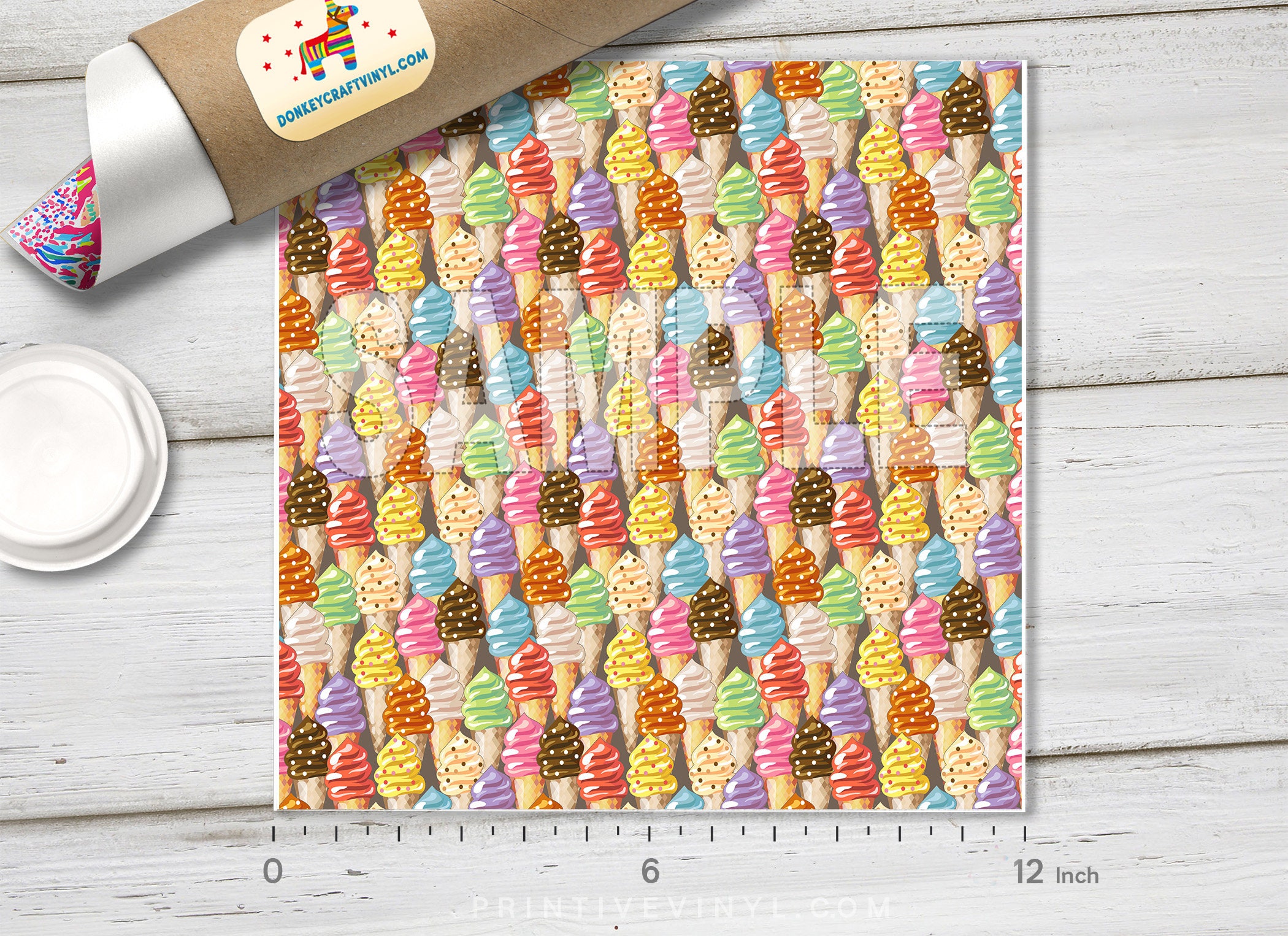 Ice Cream Printed HTV Pattern Vinyl Iron on Vinyl Glitter - Etsy