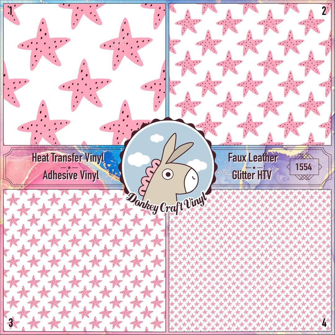 Pink Cute Star Printed Pattern HTV, Iron on Vinyl, Puff Heat Transfer ...