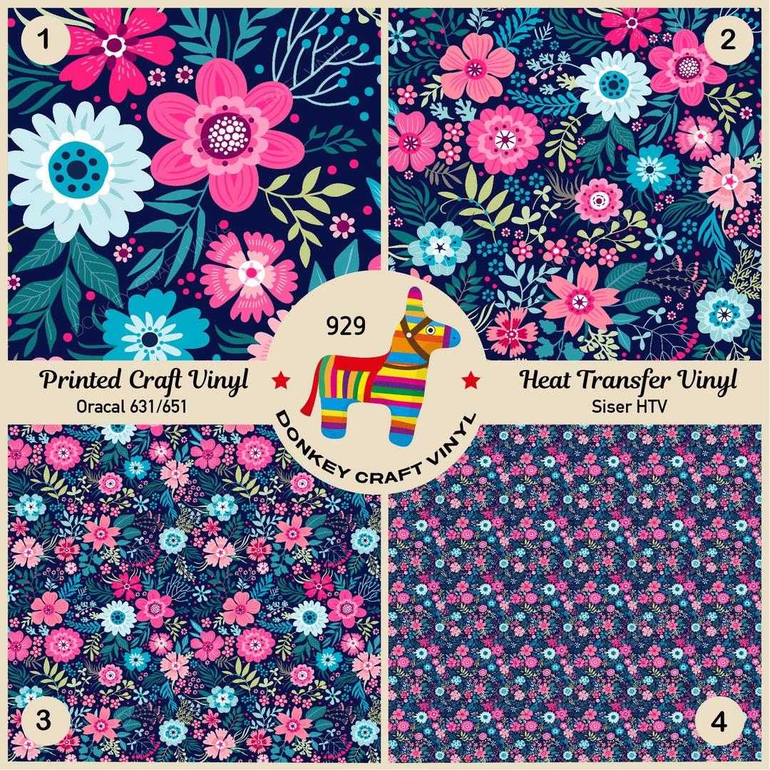 Small Flower Printed HTV, Pattern Vinyl, Patterned HTV, Iron on Vinyl ...
