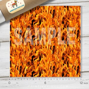 Patterned Vinyl |fire Flame on Black Background Printed HTV, Iron on ...