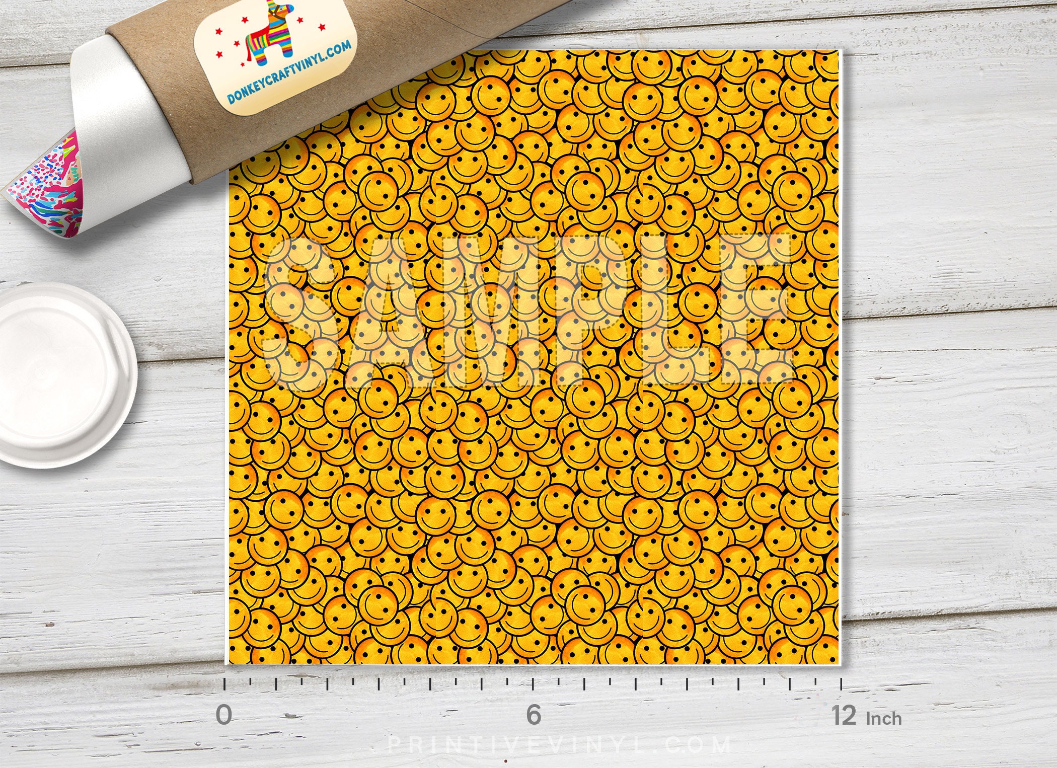 Smile Face Emoji Printed HTV, Pattern Vinyl, Patterned Vinyl, Faux ...