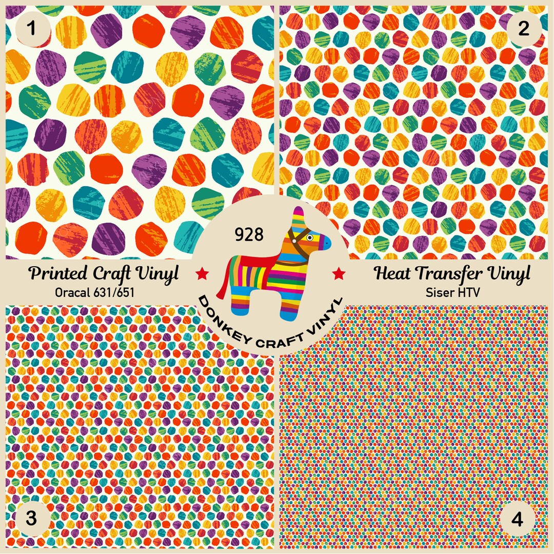Abstract Colorful Dots Printed HTV, Pattern Vinyl,iron on Vinyl, Faux ...