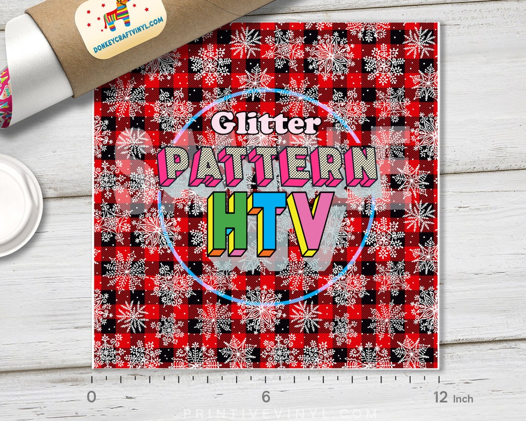 12x 24 Patterned Glitter HTV Christmas Tree Snowflake Printed Glitter ...