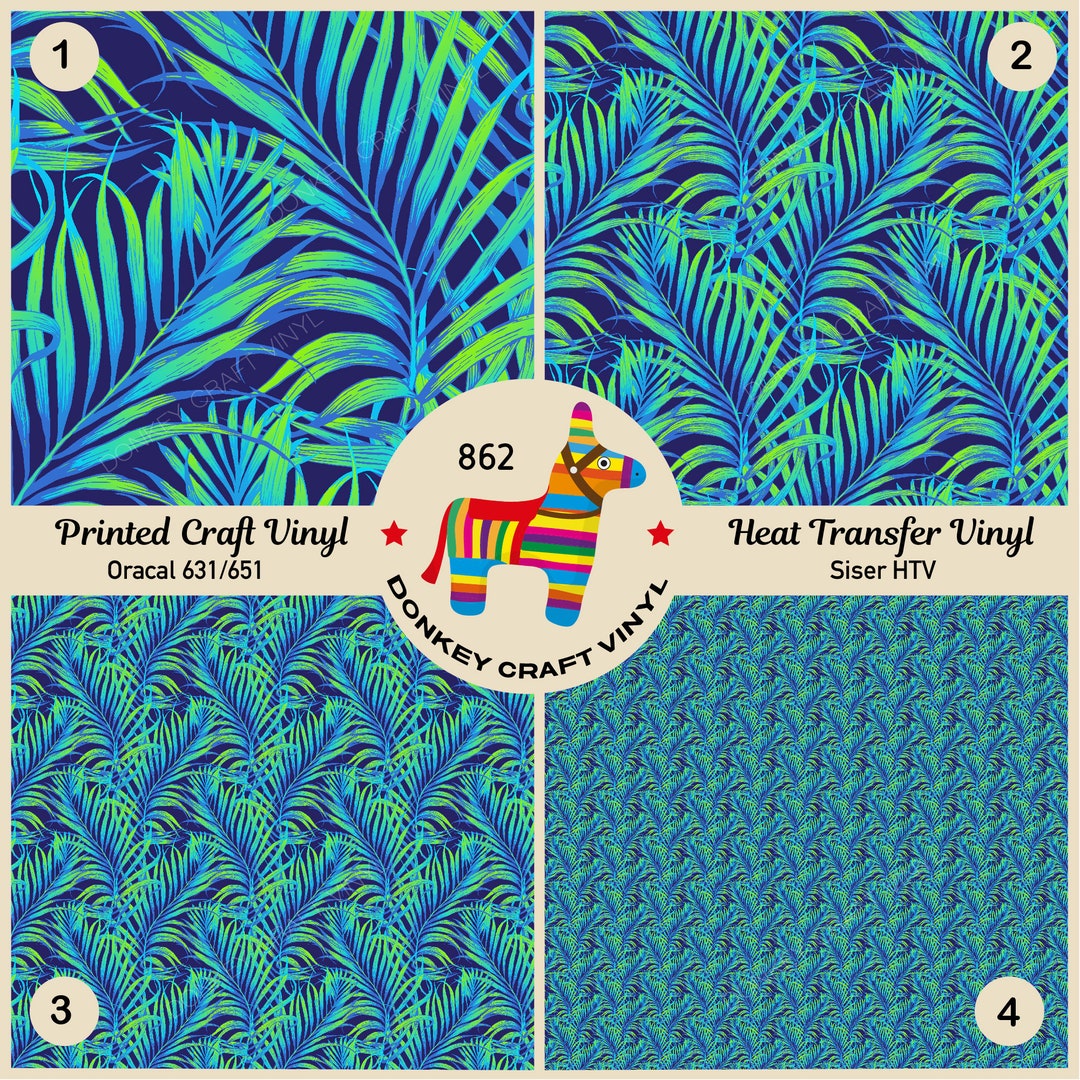 Tropical Palm Tree Leaves Printed HTV, Pattern Vinyl, Faux Leather ...
