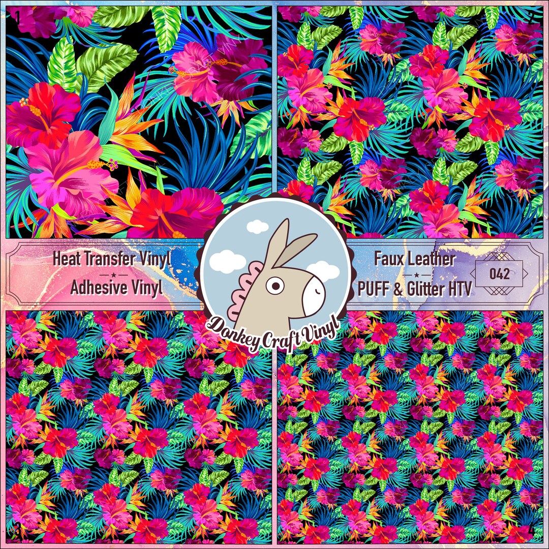 Tropical Flower Printed HTV, Pattern HTV, Pattern Vinyl, Iron on Vinyl ...