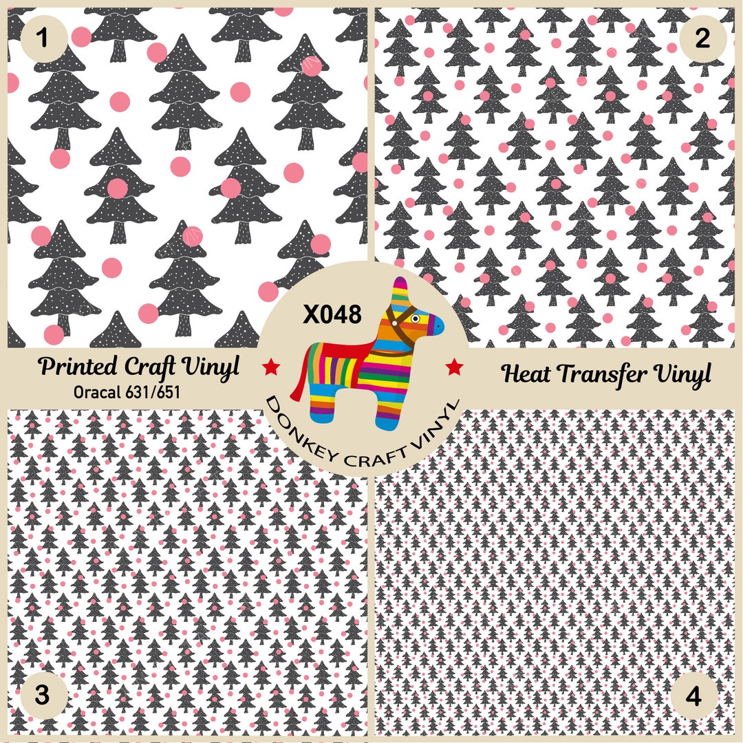 Christmas Trees Printed HTV, Pattern Vinyl, Iron on Vinyl, Glitter HTV ...