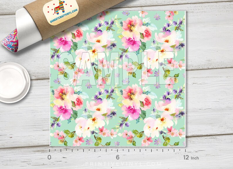 Watercolor Flowers Printed HTV, Pattern Vinyl, Patterned HTV, Glitter ...
