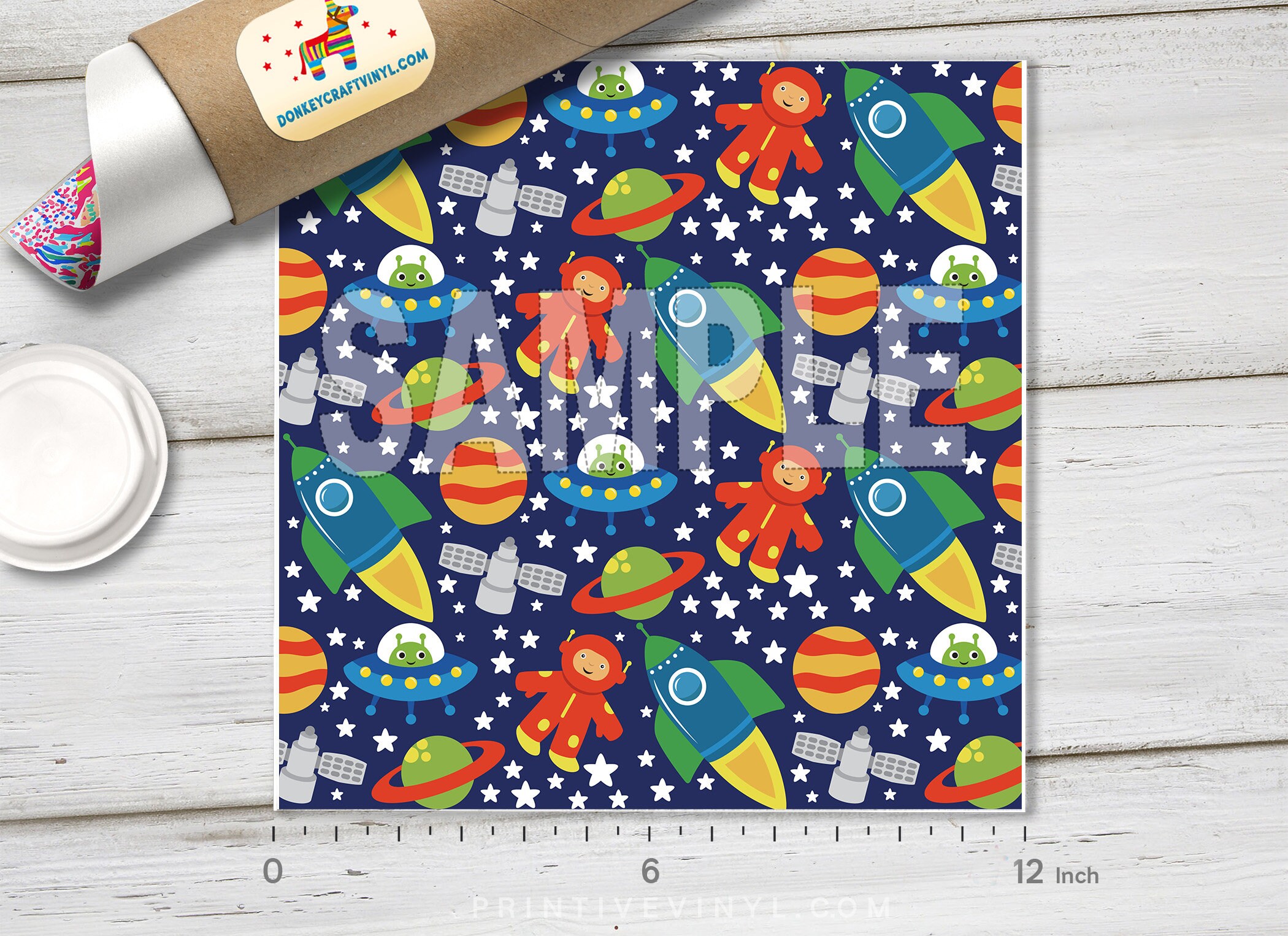Cartoon space Printed HTV Pattern HTVPrinted VInyl Siser | Etsy